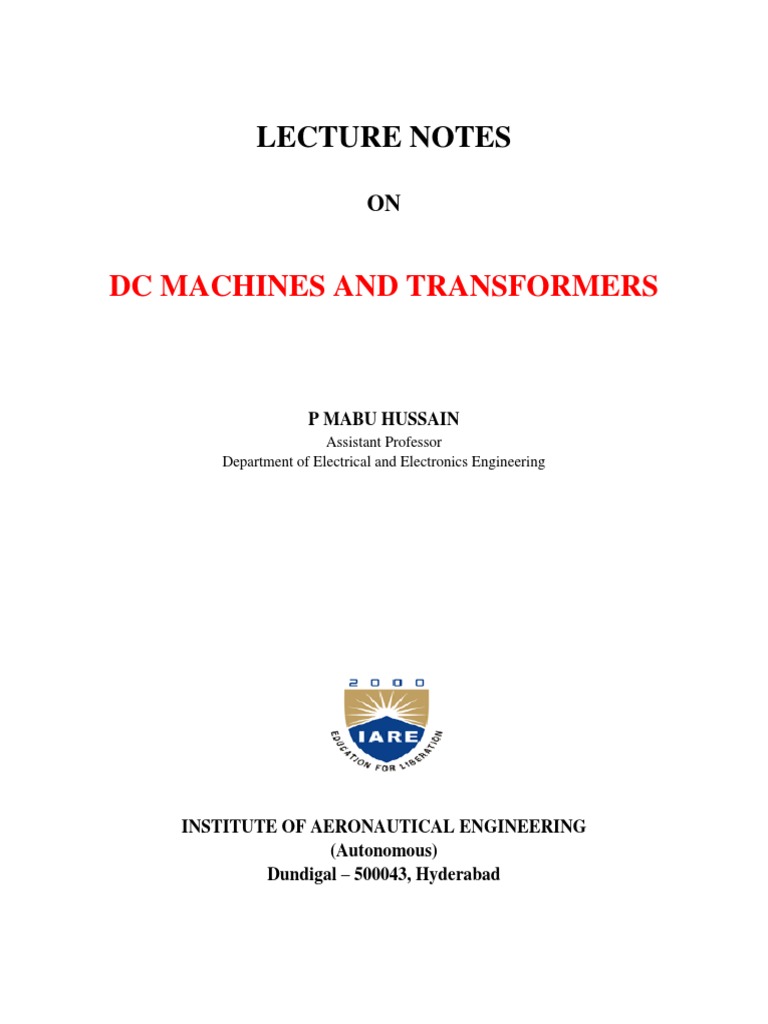 DC M&T Lecture Notes - 0 | PDF | Electric Motor | Electric Generator