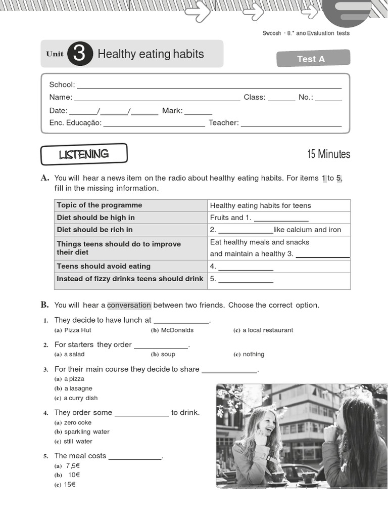 Healthy Eating Habits: Test A | Download Free PDF | Eating | Foods