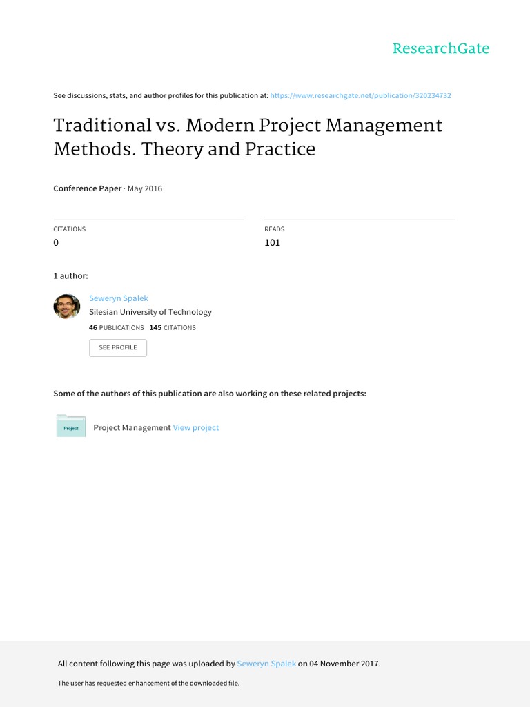 Traditional Vs Modern Project Management Methods Theory and Practice ...