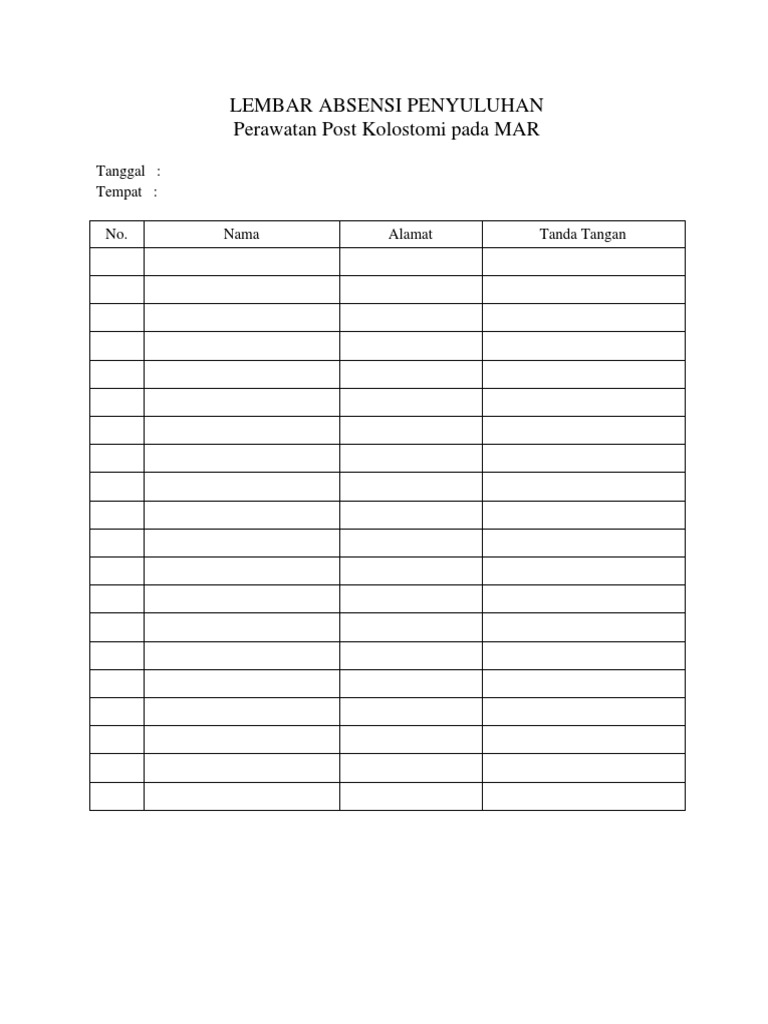 Lembar Absensi Penyuluhan | PDF