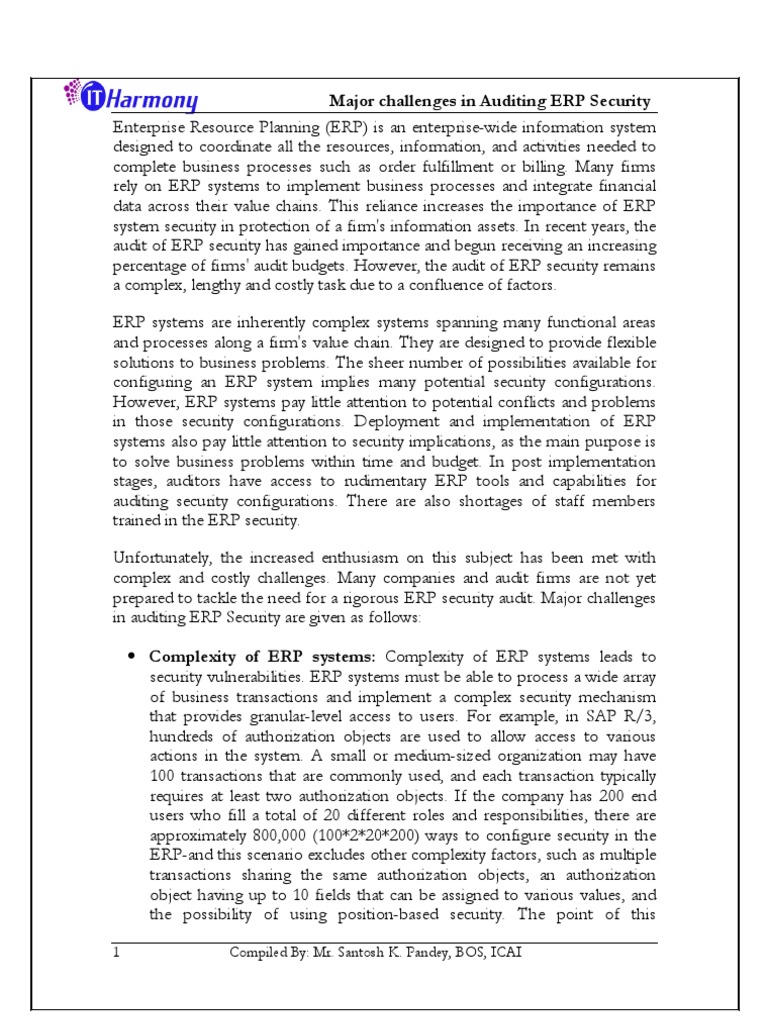 ERP Security Audit Challenges Explained | PDF | Enterprise Resource ...