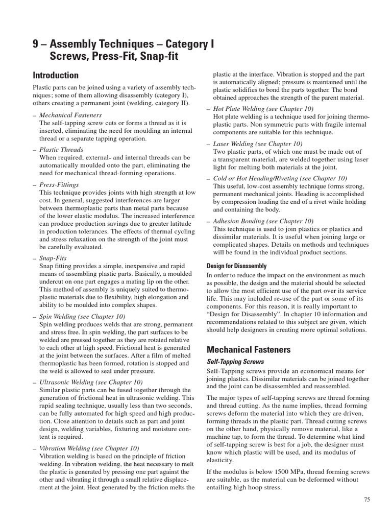 General Design Principles For Assembly Techniques - Screws, Press Fit ...