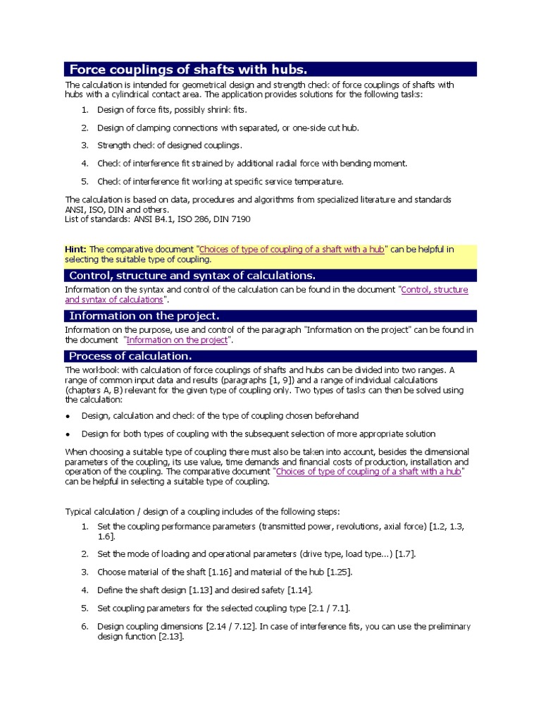 Force Couplings of Shafts With Hubs | PDF | Engineering Tolerance ...