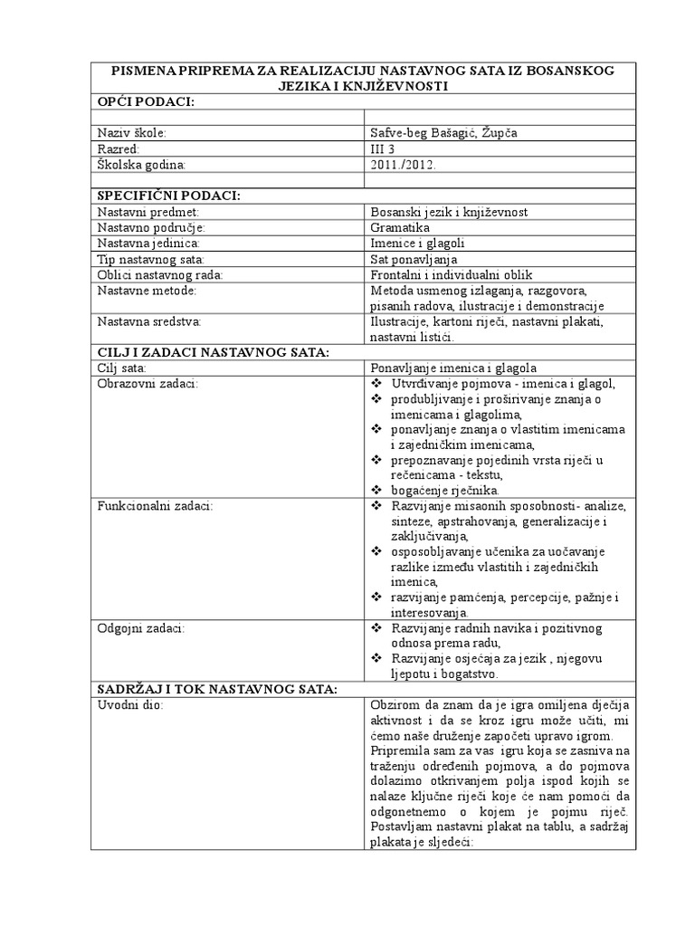 Imenice I Glagoli | PDF