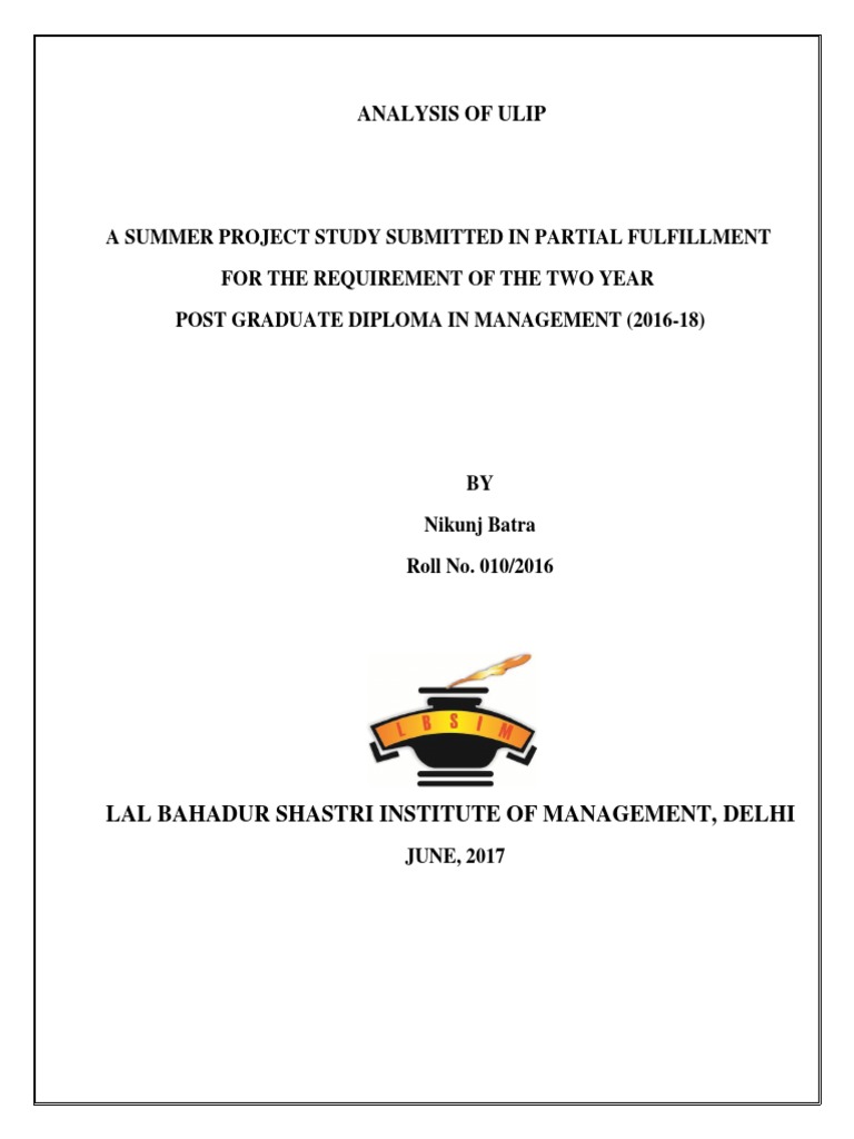 ULIP Analysis at IDBI Federal Life Insurance | PDF | Insurance | Life ...