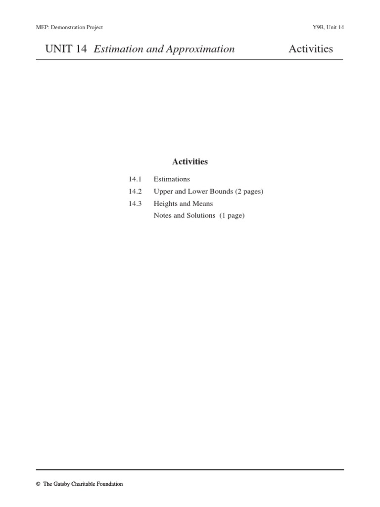 UNIT 14 Estimation and Approximation Activities | PDF | Measurement ...