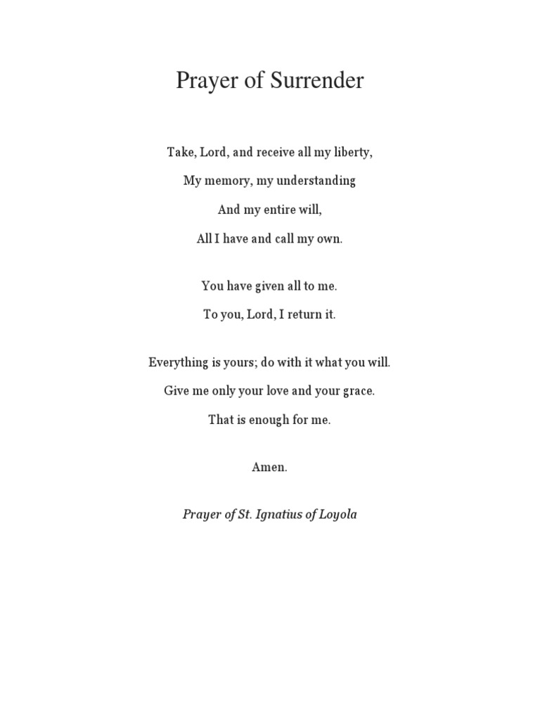 Prayer of Surrender-St. Ignatius | PDF | Christian Mysticism ...