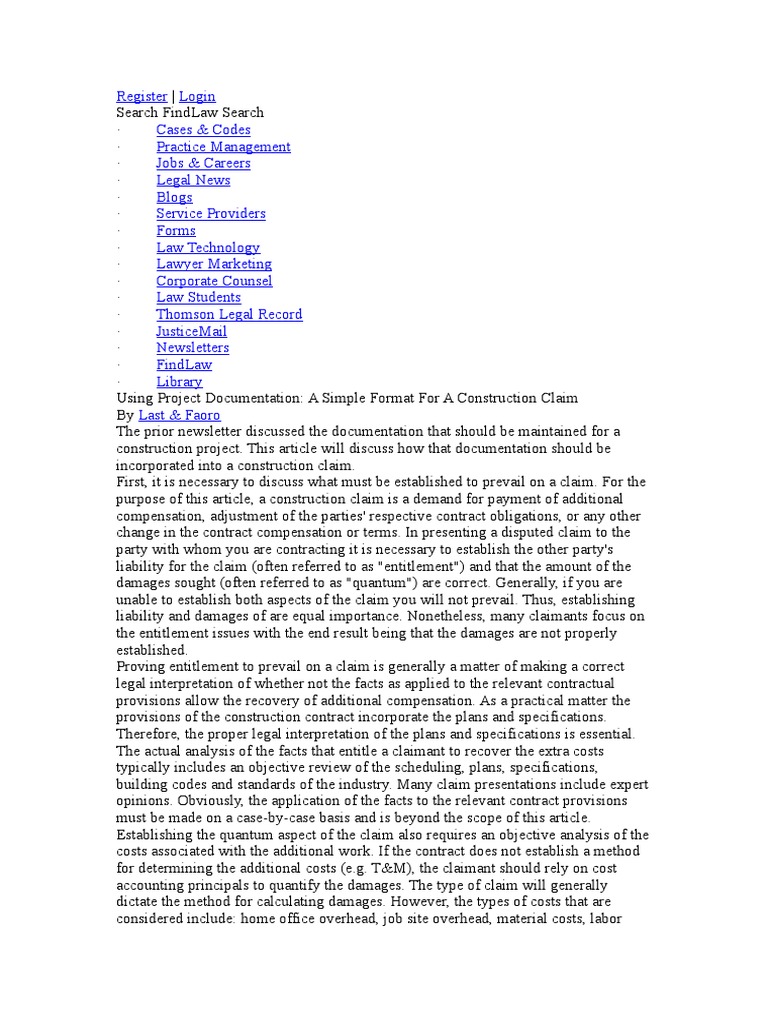 Structure of A Construction Claim | Download Free PDF | Damages ...
