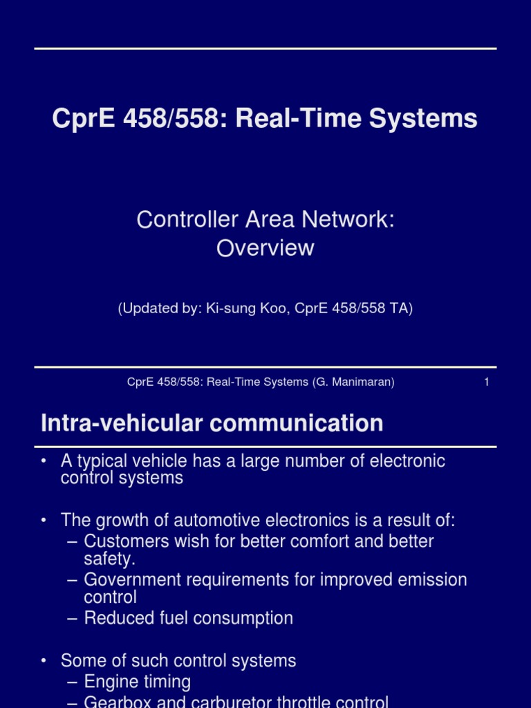 Overview of Controller Area Network (CAN) Bus Technology and Its ...