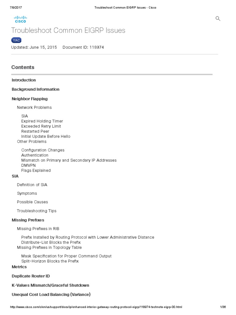 Troubleshoot Common EIGRP Issues - Cisco | PDF | Routing | Data Transmission