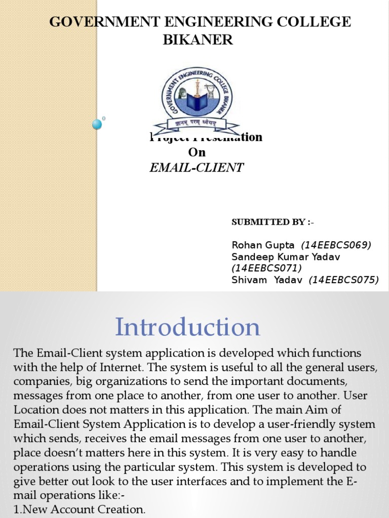 Government Engineering College Bikaner: Project Presentation On | PDF | Web Server | Internet & Web