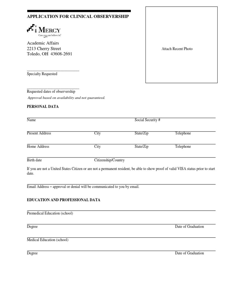 Observership Application ST - Vincents | PDF | Permanent Residence ...