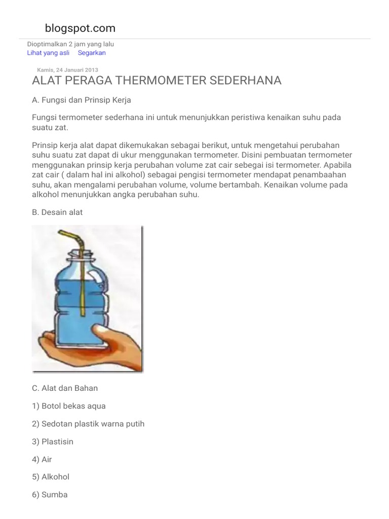 Membuat Termometer Sederhana Kelas 7 | PDF
