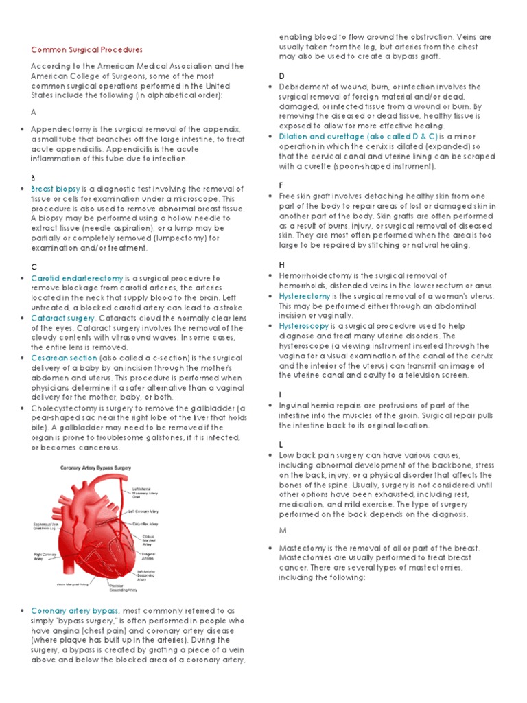 Common Surgical Procedures Overview | PDF | Surgery | Breast Cancer