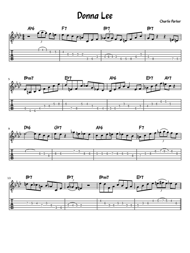 Donna Lee: A 6 F7 B 7 B 7 | PDF | Compositions