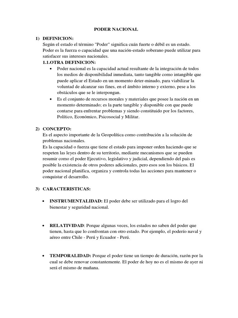 Poder Nacional | PDF | Estado (política) | Geopolítica