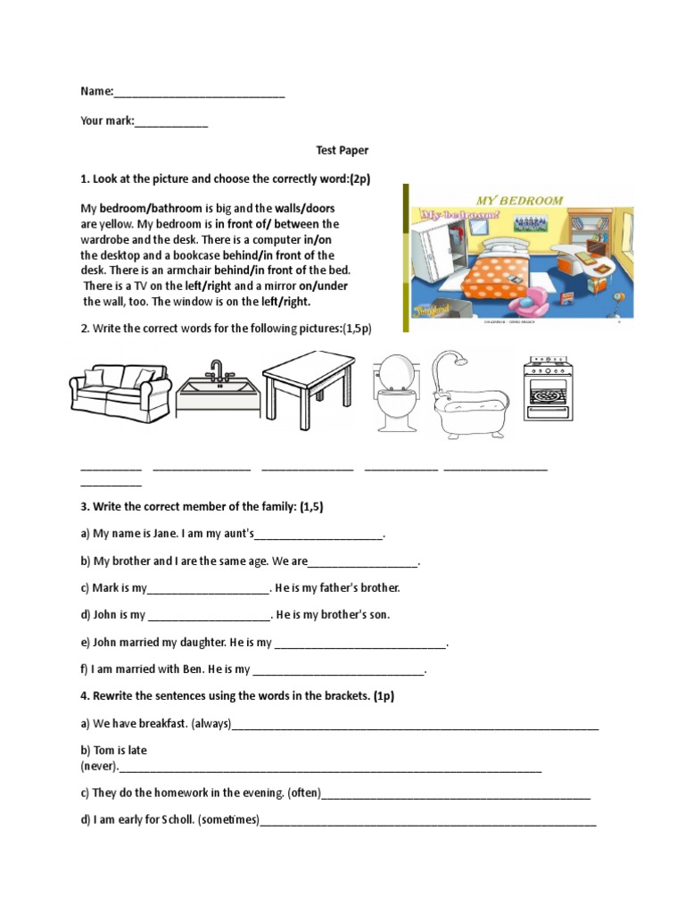 English Test Paper for Students | PDF