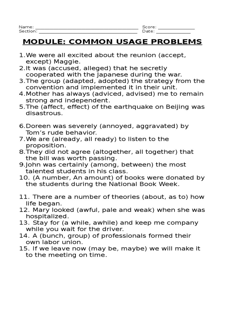 Common Usage Problems | PDF