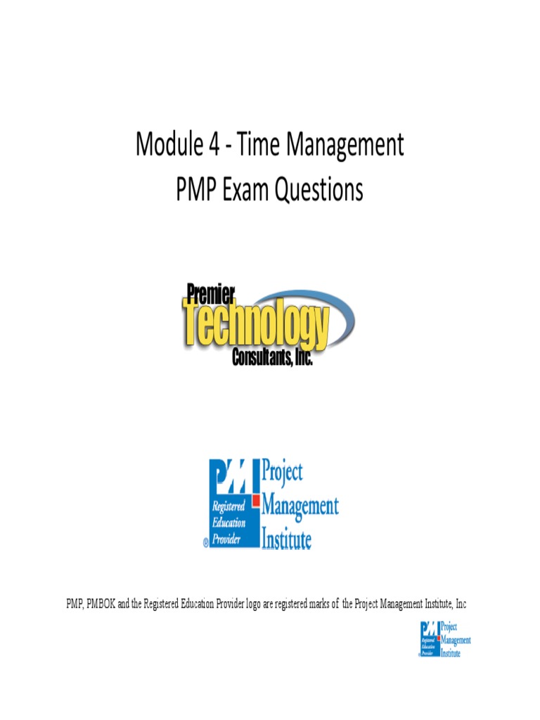 Module 4 Time Management Pmp Exam Questions Pdf Production And
