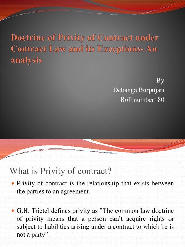 Doctrine of Privity of Contract Under Contract Law | PDF | Assignment ...