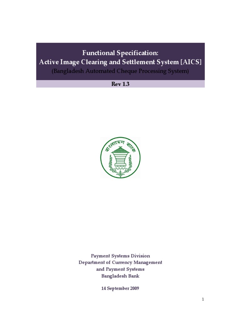BACPS-Revised Functional Specification1.3 | PDF | Cheque | Payments