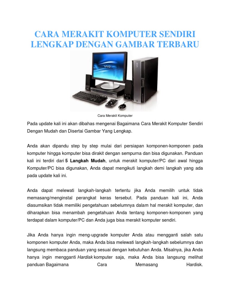 Cara Merakit Komputer Sendiri Lengkap Dengan Gambar Terbaru | PDF