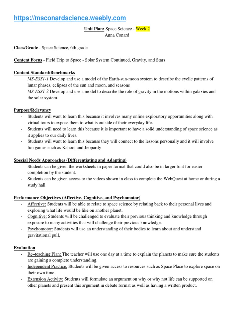 Tems 303 Thematic Lesson Plan - Week 2 | PDF | Weight | Gravity