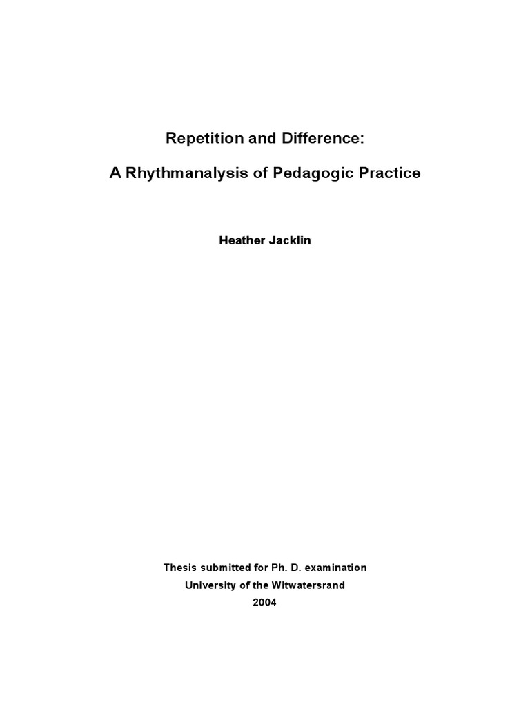 Repetition and Difference | PDF | Pedagogy | Discourse