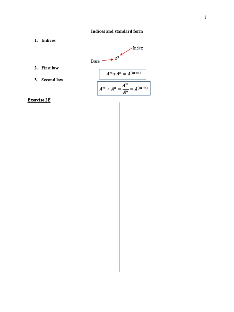 Indices and Standard Form | PDF | Number Theory | Algebra