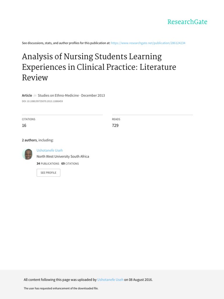 Analysis of Nursing Students Clinical Experiences | PDF | Nursing ...