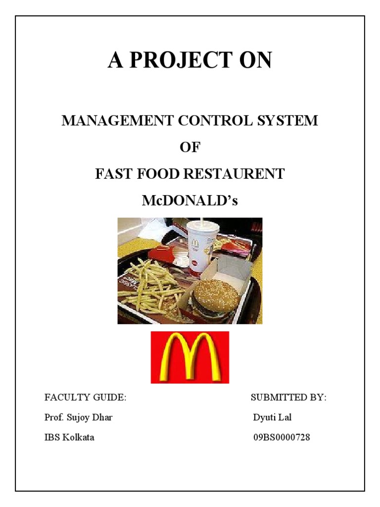 A Project On: Management Control System OF Fast Food Restaurent ...
