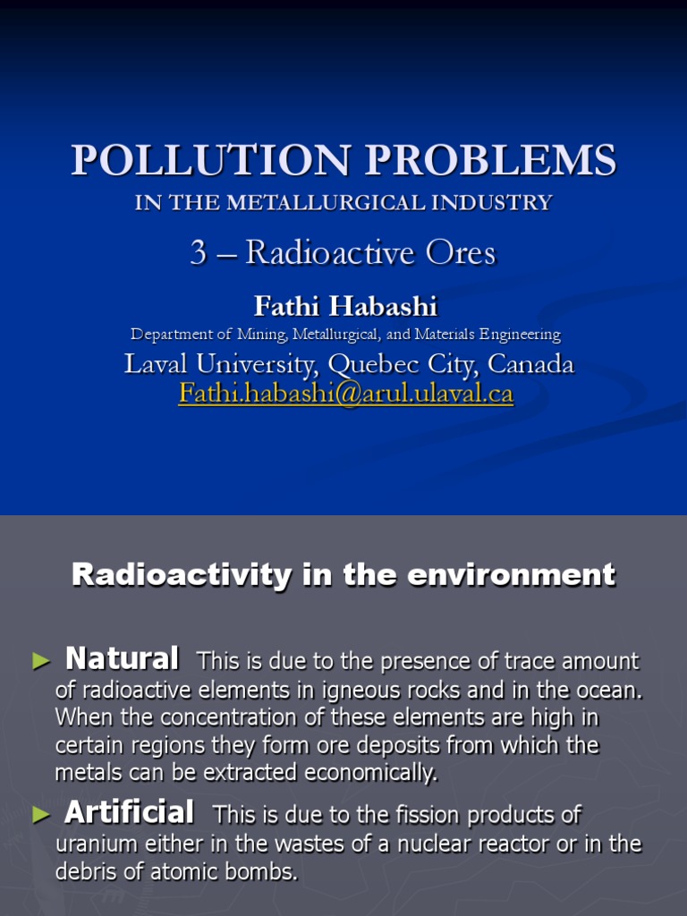 Pollution Problems: 3 - Radioactive Ores | PDF | Radioactive Decay ...