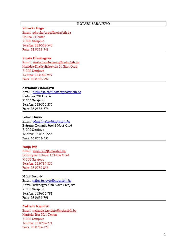 Notari Sarajevo | PDF
