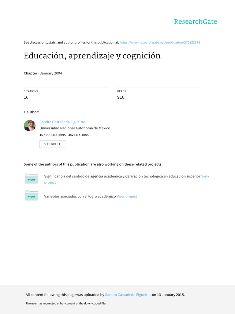 Educación Aprendizaje Y Cognición Pdf