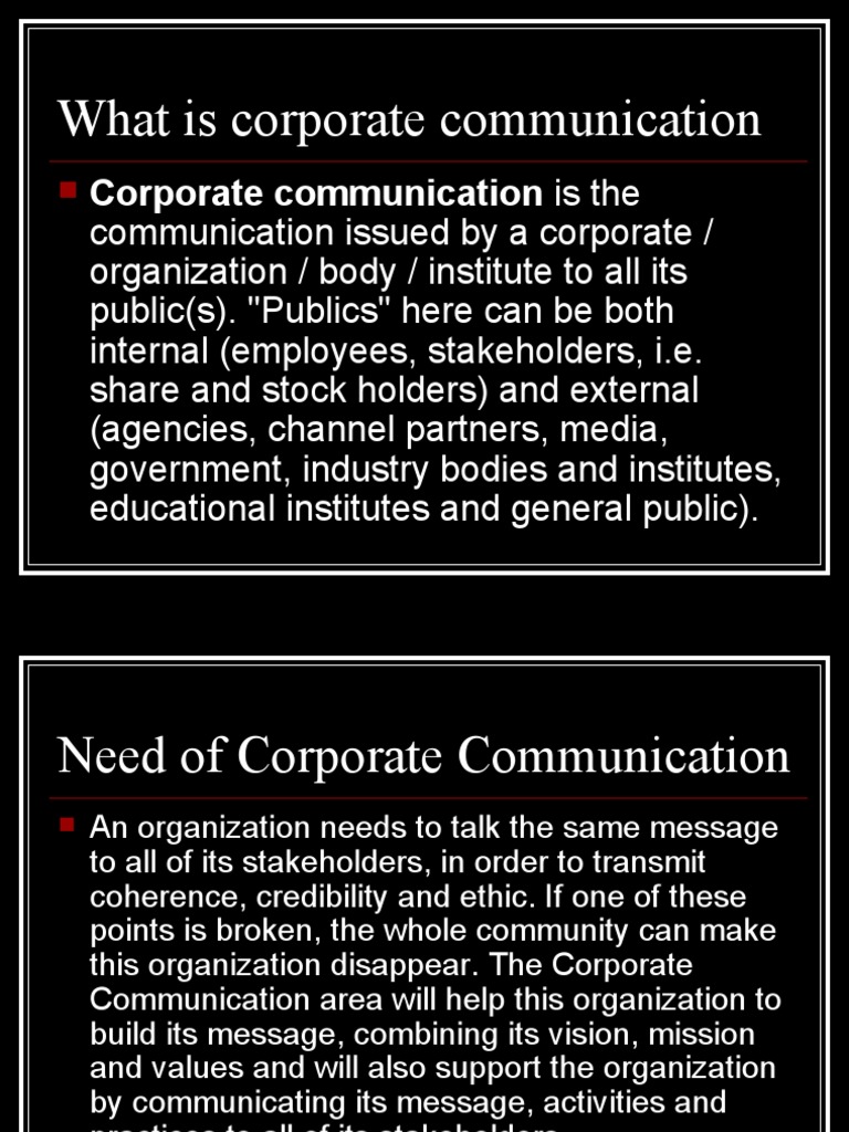Corporate Communication Is The | PDF | Business | Reputation