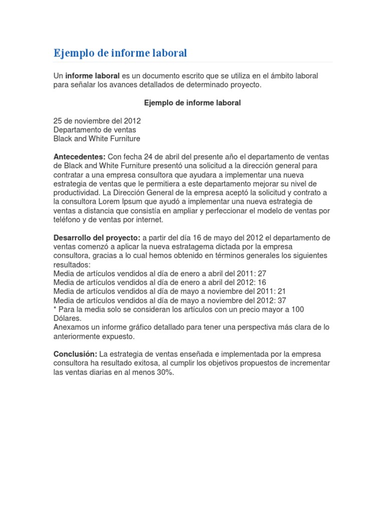 Ejemplo de Informe Laboral | PDF