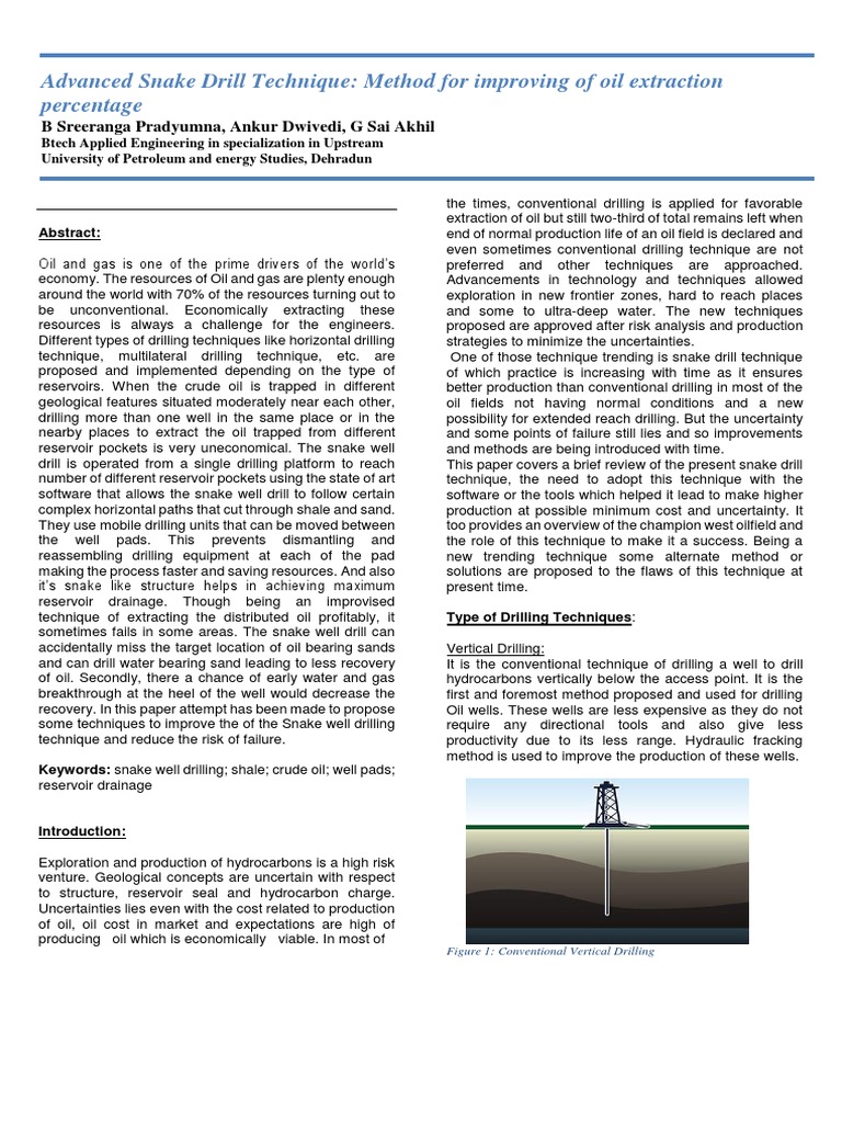 Advanced Snake Drill Technique Method For Improving of Oil Extraction ...