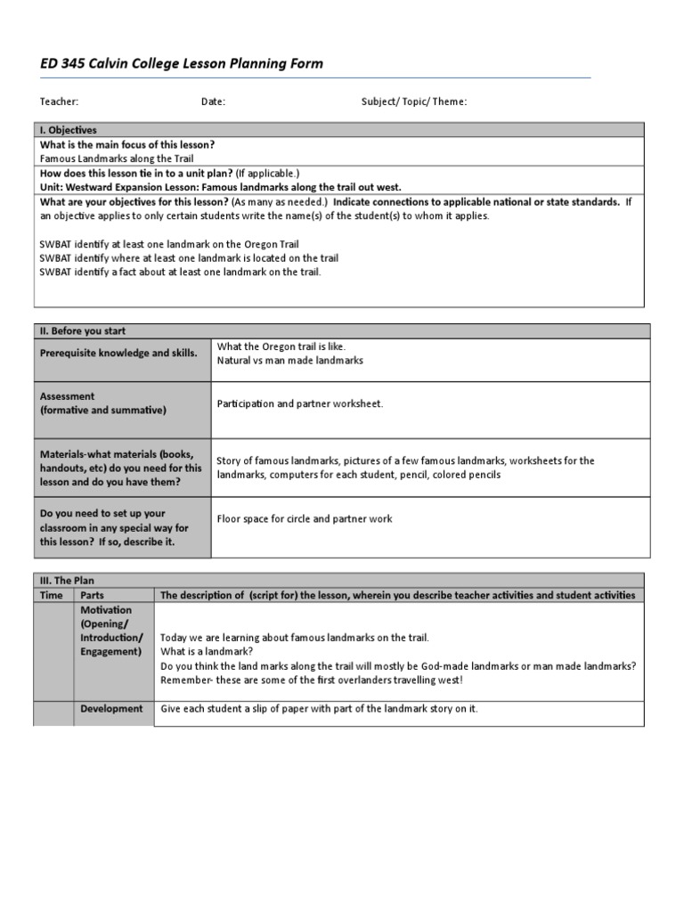 Lesson Five-Famous Landmarks | PDF | Lesson Plan | Quality Of Life