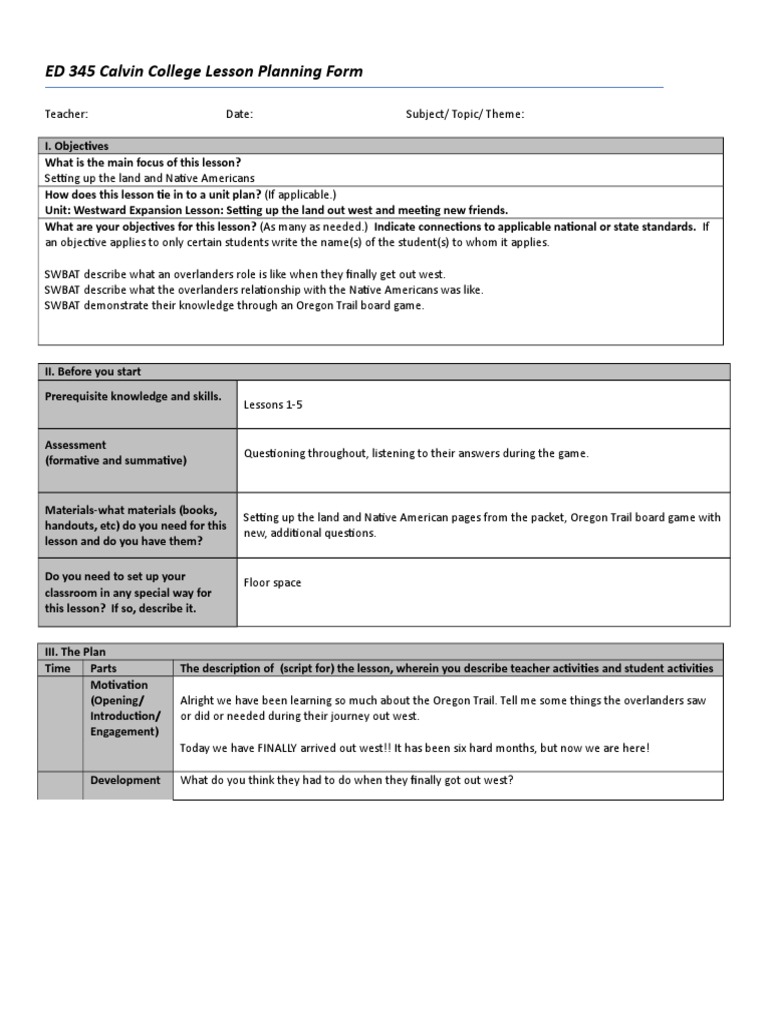 Lesson Six - Land Native Americans | PDF | Lesson Plan | Educational ...