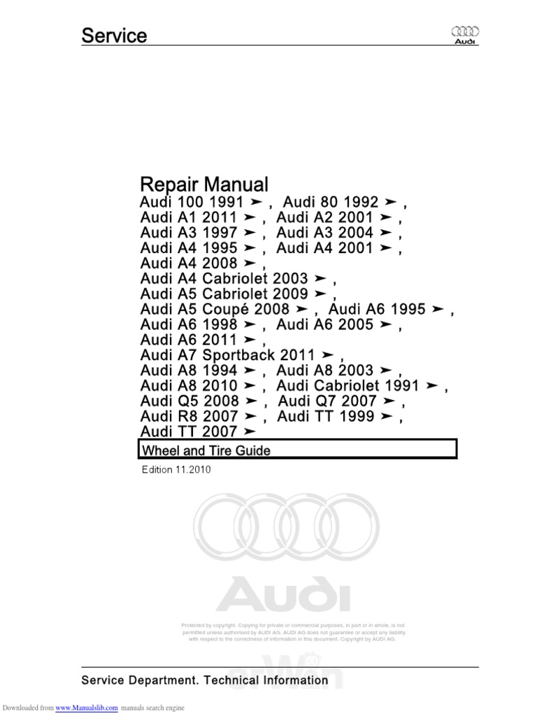 Service: Wheel and Tire Guide | PDF | Audi | Tire