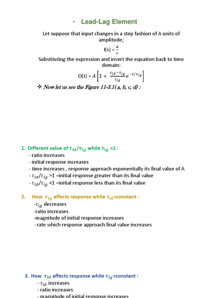 Lead Lag Element | PDF | Teaching Methods & Materials