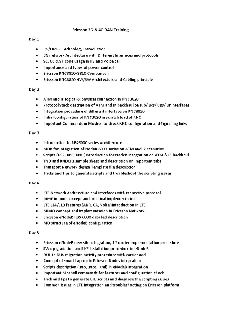 Ericsson 3G & 4G RAN Training | PDF