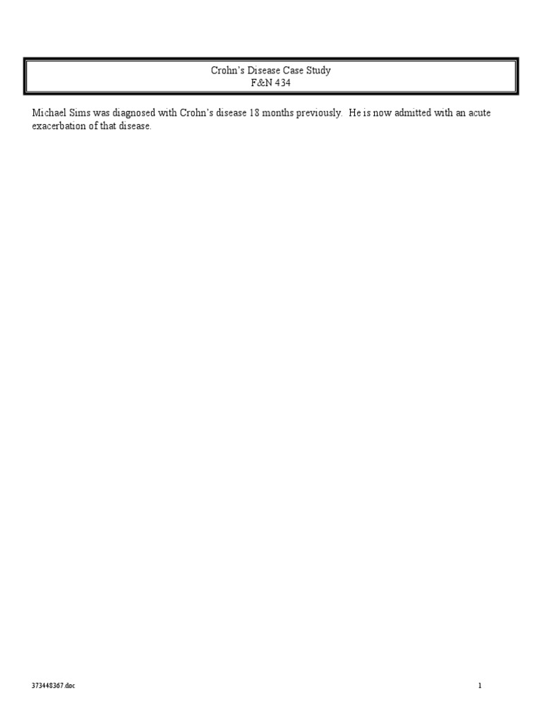 Crohns Case Study | PDF | Crohn's Disease | Ulcerative Colitis