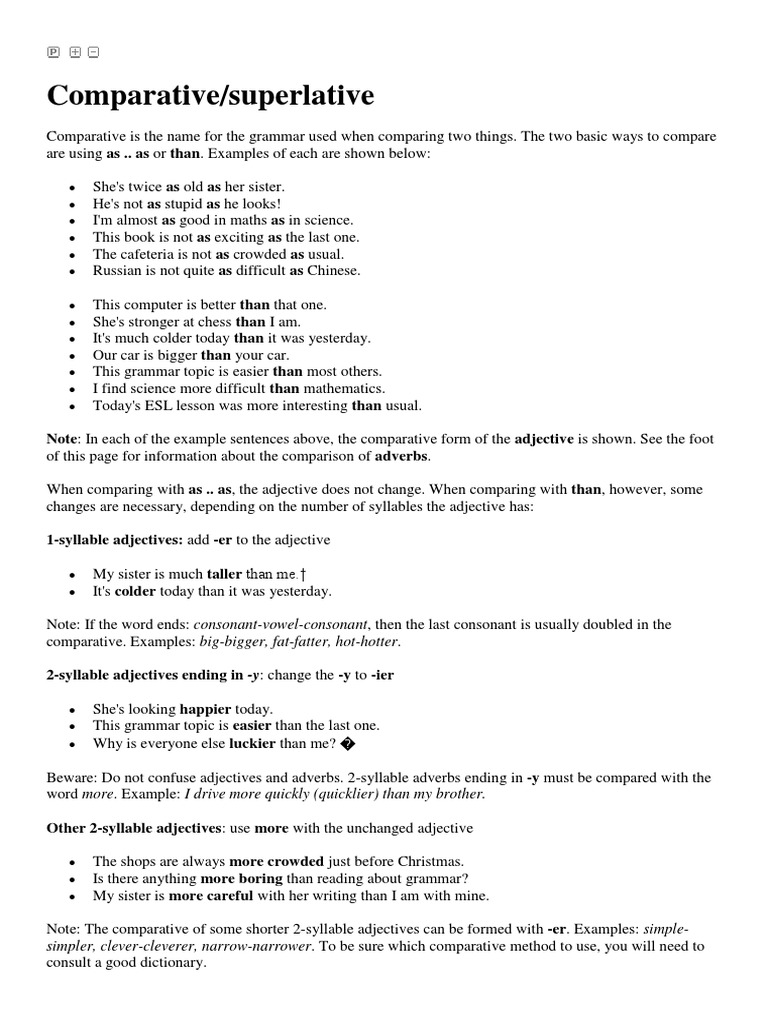 Comparative and Superlative Guide | PDF | Adjective | Adverb