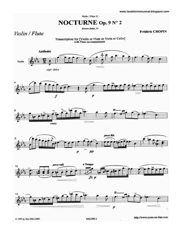 Nocturne Op. 9 No 2 - Chopin - Partitura para Flauta | PDF
