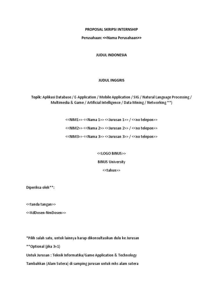 Template Proposal Skripsi Internship | PDF