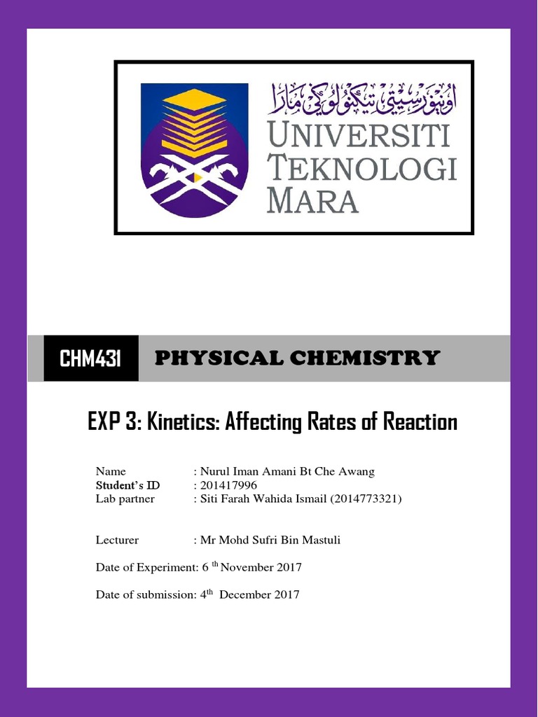 Pyhsical Chem EXP 2 | PDF | Activation Energy | Reaction Rate