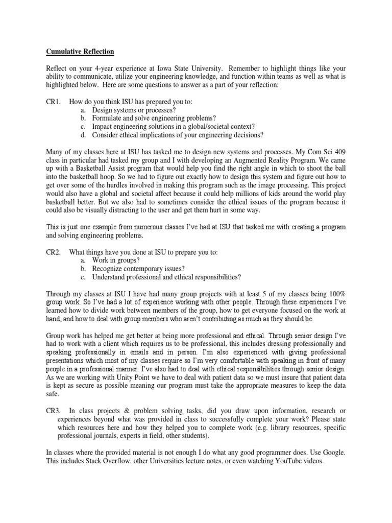 Cumulative Reflection | Download Free PDF | Engineering | Psychological Concepts