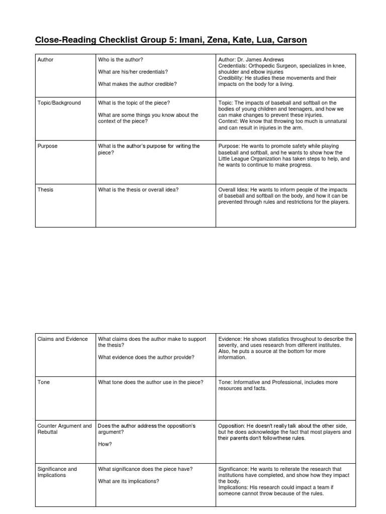 Close-Reading Checklist | PDF | Epistemology | Cognition
