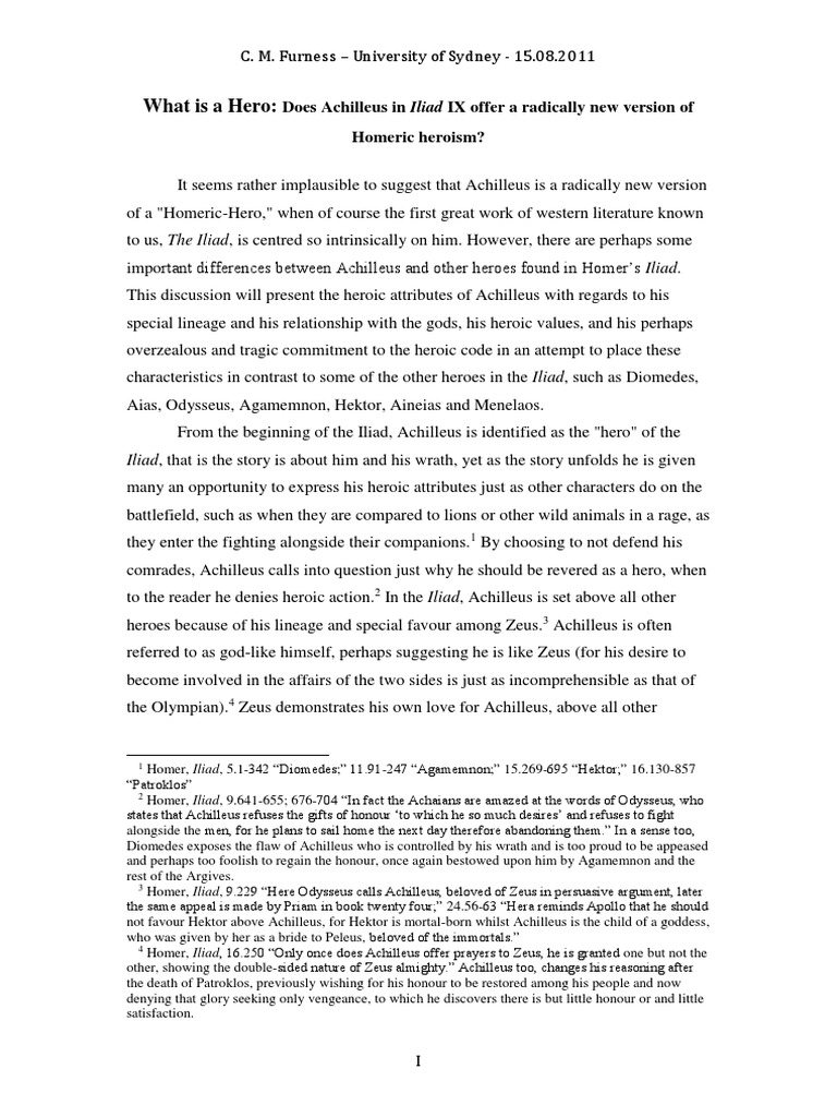 What Is A Hero: Does Achilleus in Iliad IX Offer A Radically New ...